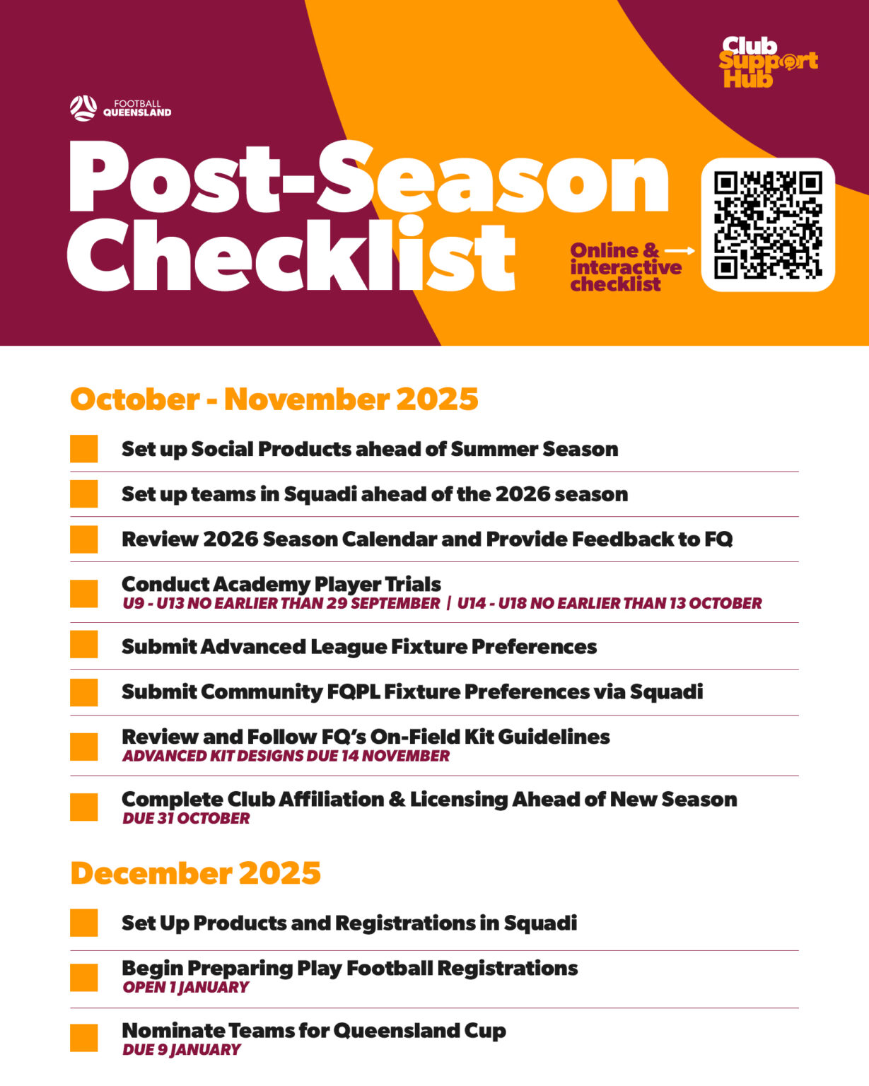 Club Checklists - Football Queensland